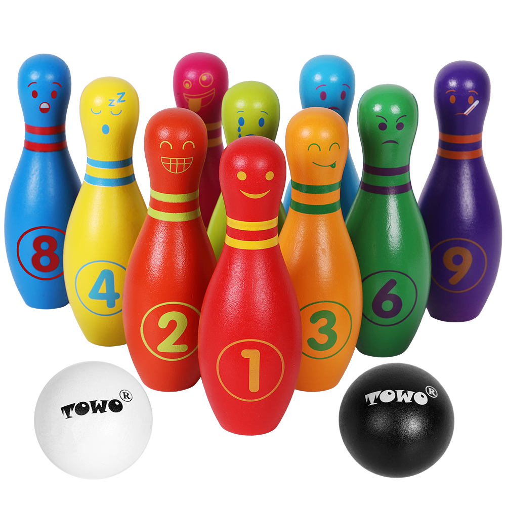 Wooden Skittle Set With Emotional Faces Toys Of Wood Oxford
